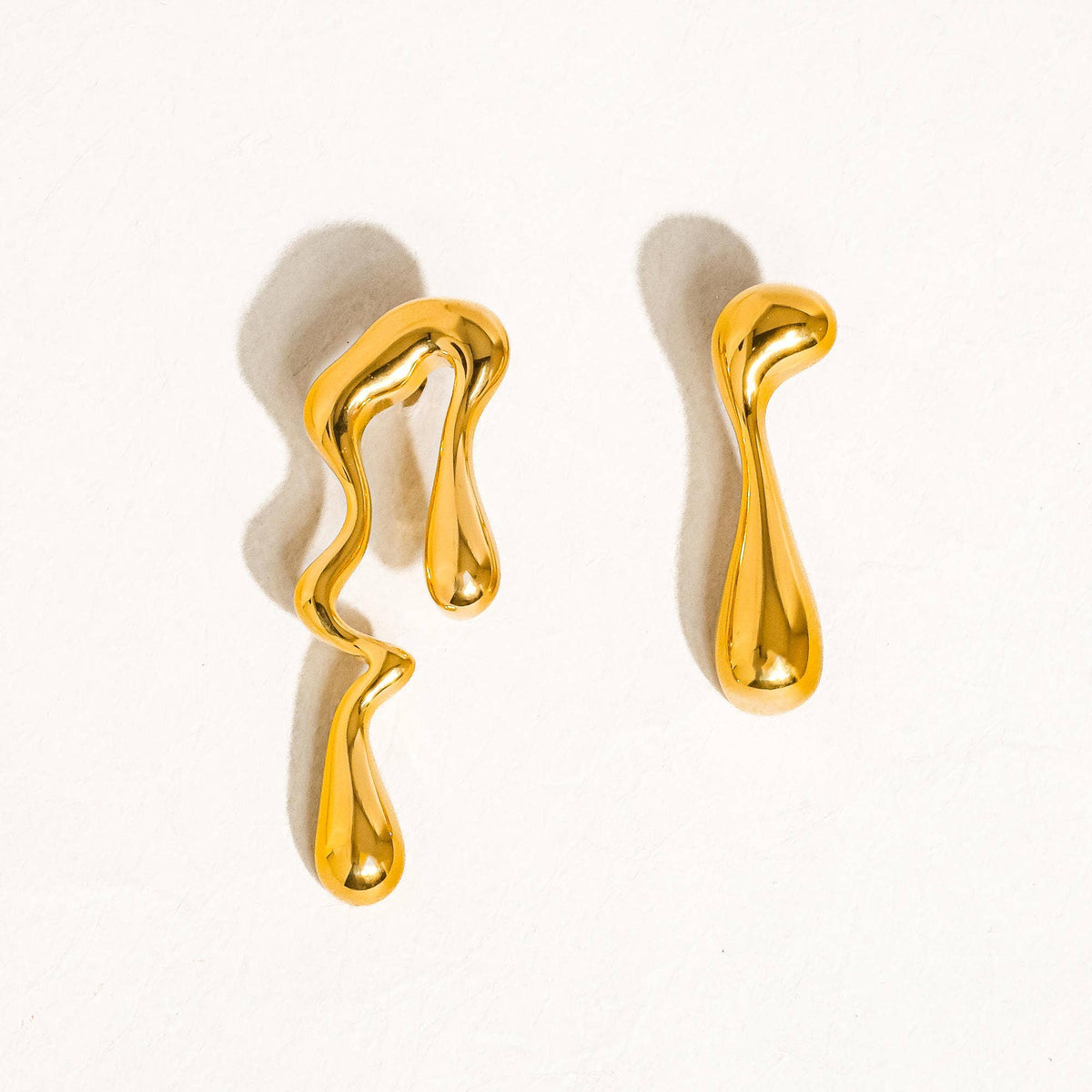 Roma 18K Gold Non-Tarnish Mismatch Melted Earring – Mainstream Boutique ...